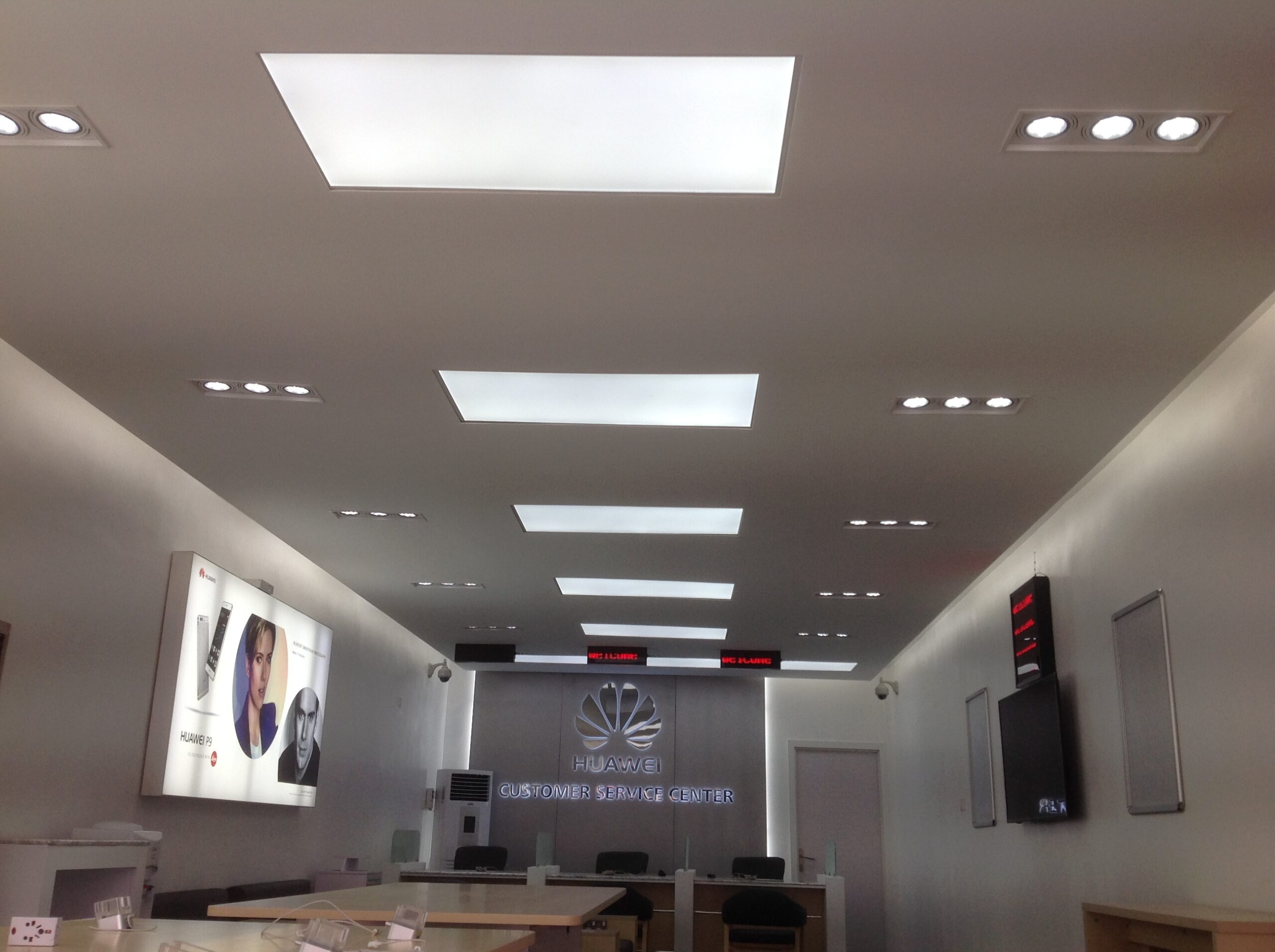 LED Panel Lights and triple downlight for Huawei office - Eurolight