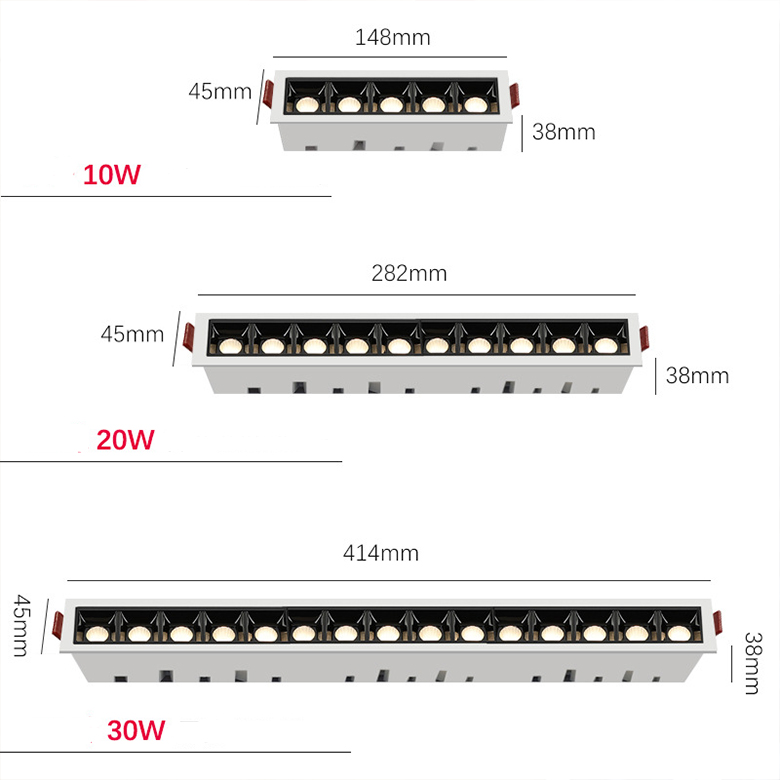 Fixed Recessed Linear Downlights 2W-30W - Eurolight